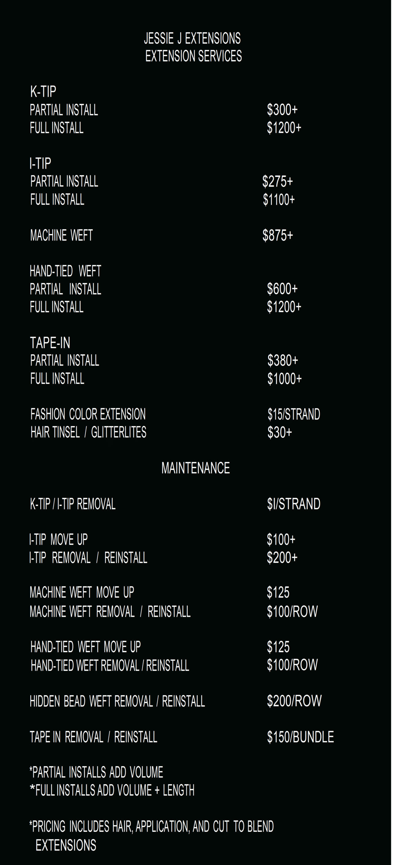 Services - Hair Extension Services | Jessie J Extensions